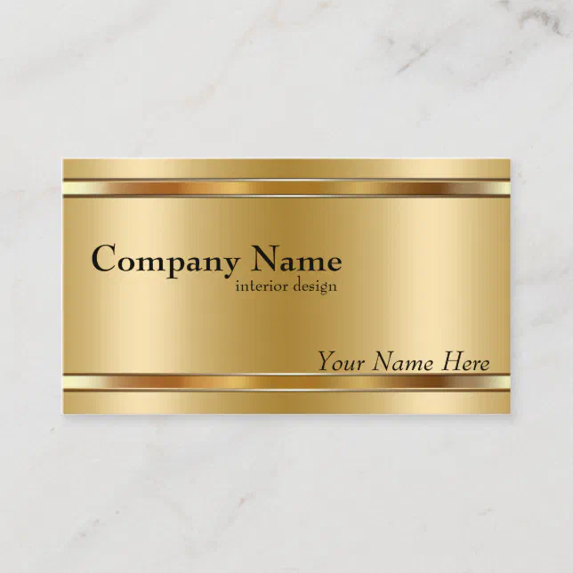 Elegant Metallic Look Gold on Gold Business Card | Zazzle