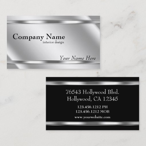 Elegant Metallic Look Shaded Platinum Business Card | Zazzle
