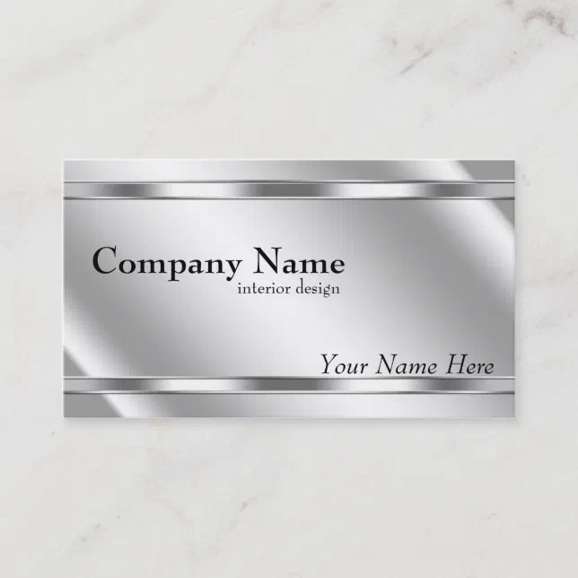 Elegant Metallic Look Shaded Platinum Business Card | Zazzle