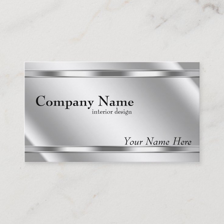 Elegant Metallic Look Shaded Platinum Business Card | Zazzle