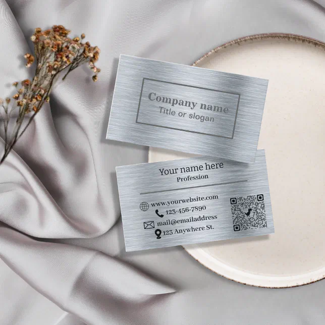 Elegant metallic silver Business Card | Zazzle