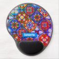 Elegant Mexican talavera red blue purple tiles Gel Mouse Pad | Zazzle