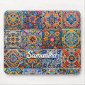 Elegant Mexican talavera red yellow tiles Mouse Pad | Zazzle