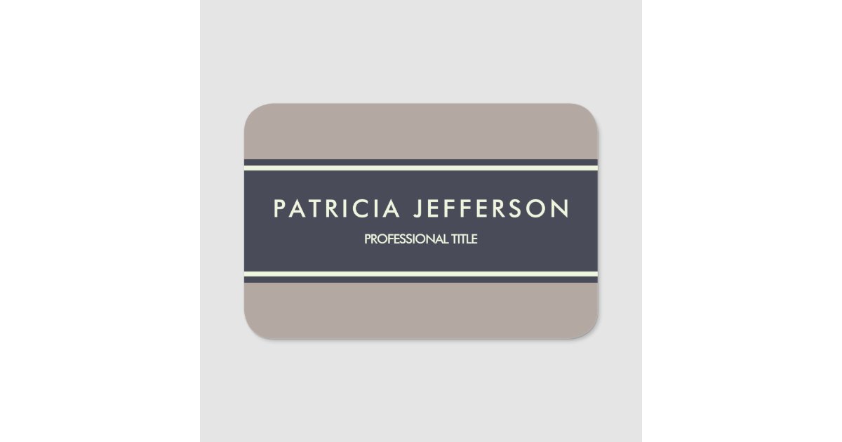 Elegant Midnight Blue & Earthy Brown: Modern Badge | Zazzle