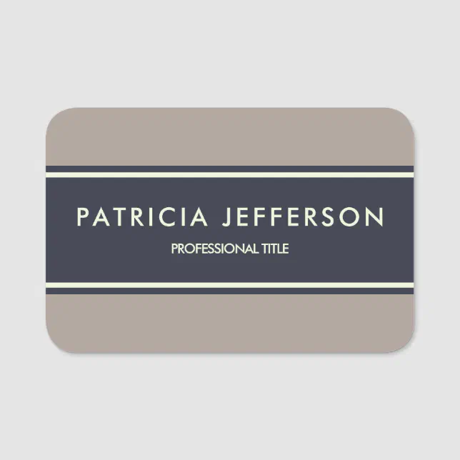 Elegant Midnight Blue & Earthy Brown: Modern Badge | Zazzle