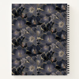 Elegant Midnight Blue Floral Pattern Notebook | Zazzle
