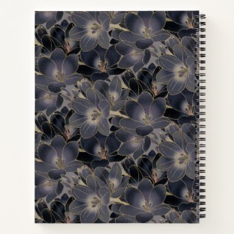 Elegant Midnight Blue Floral Pattern Notebook | Zazzle