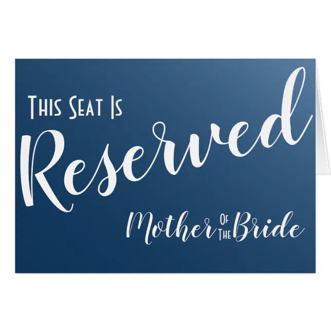 Elegant Midnight Blue Reserved Seat Wedding Sign | Zazzle