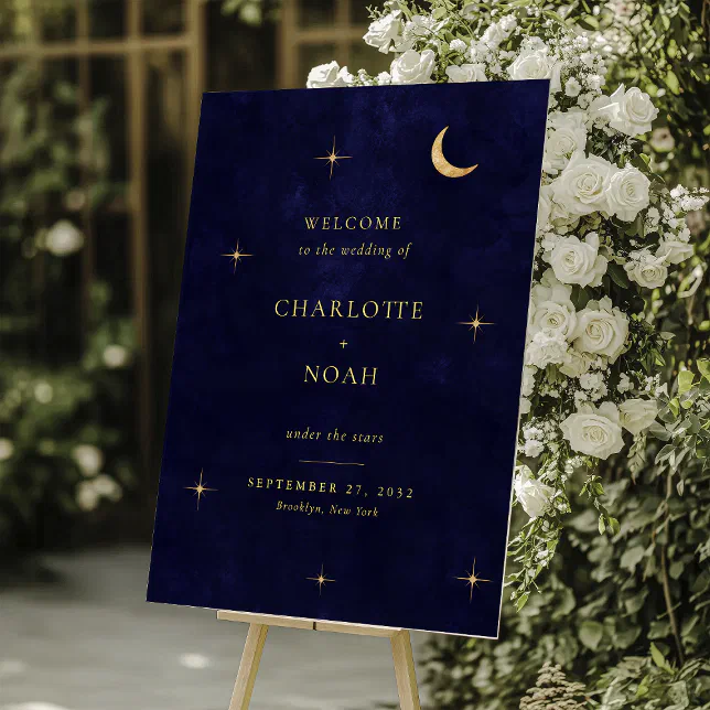 Elegant Midnight Celestial Wedding Welcome Acrylic Sign | Zazzle