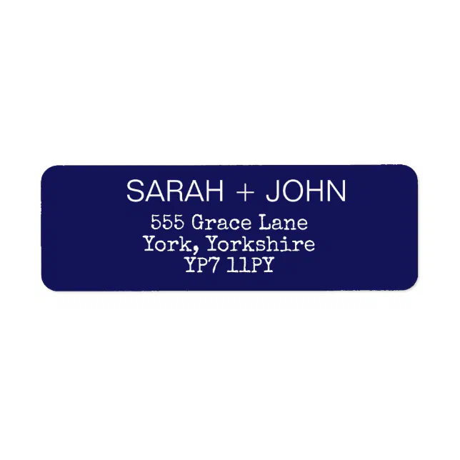 Elegant Midnight Navy Blue Wedding Address Label | Zazzle