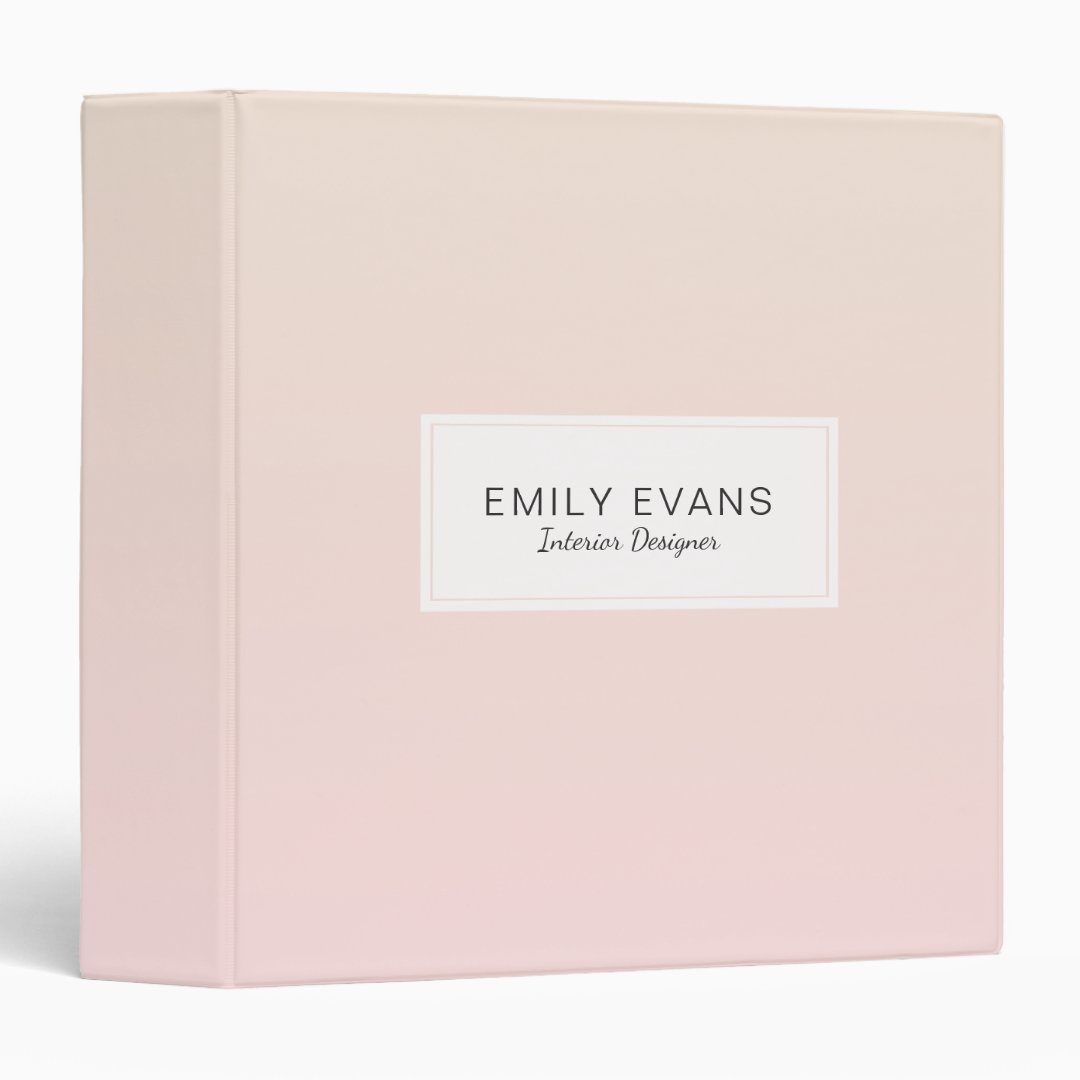Elegant Millennial Pink Binder With Name Monogram | Zazzle