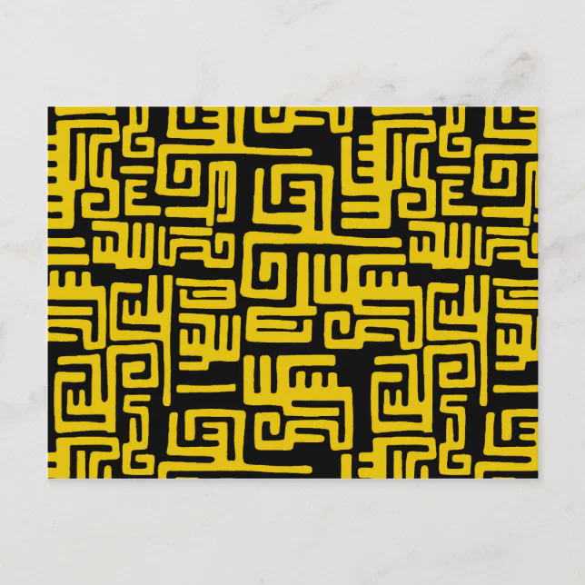 Elegant Minimal African Tribal Pattern Yellow Line Postcard | Zazzle
