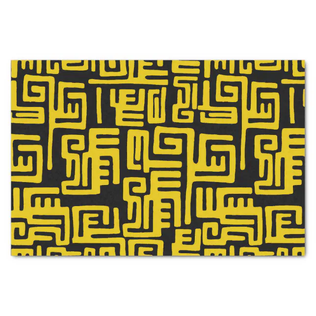 Elegant Minimal African Tribal Pattern Yellow Line Tissue Paper | Zazzle