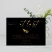 Elegant Minimal At Last Wedding Photo Real Foil Invitation | Zazzle
