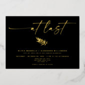 Elegant Minimal At Last Wedding Photo Real Foil Invitation | Zazzle