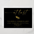 Elegant Minimal At Last Wedding Photo Real Foil Invitation | Zazzle