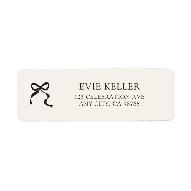 Elegant Minimal Black Bow Label | Zazzle