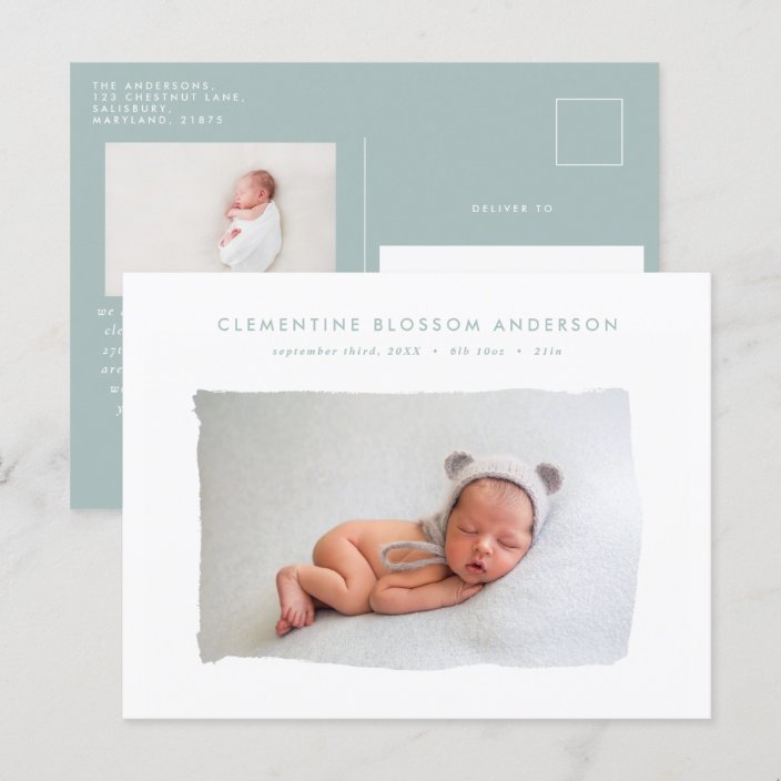 Elegant minimal blue birth announcement photo | Zazzle.com