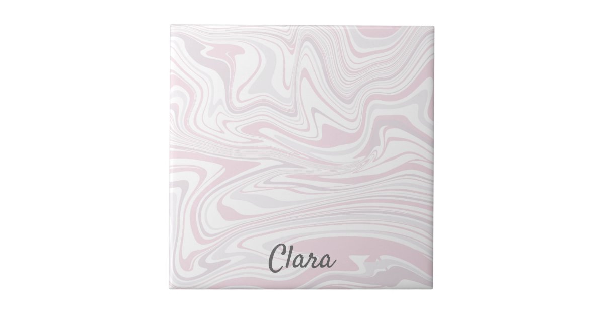 Elegant minimal blush pink & white marble look ceramic tile | Zazzle