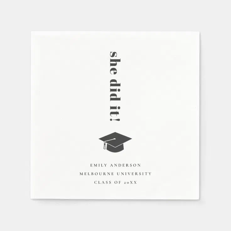 Elegant Minimal Bold Typography Graduation Cap Napkins | Zazzle