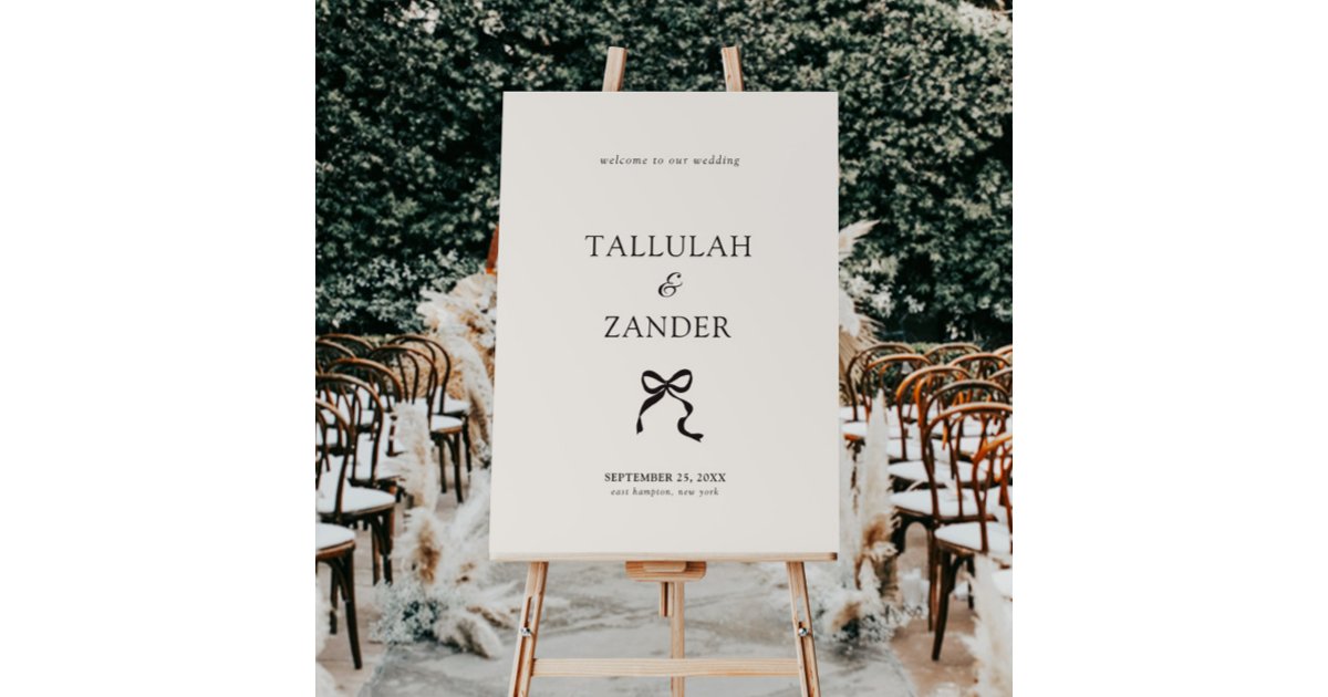 Elegant Minimal Bow Wedding Welcome Sign | Zazzle