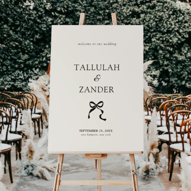 Elegant Minimal Bow Wedding Welcome Sign | Zazzle