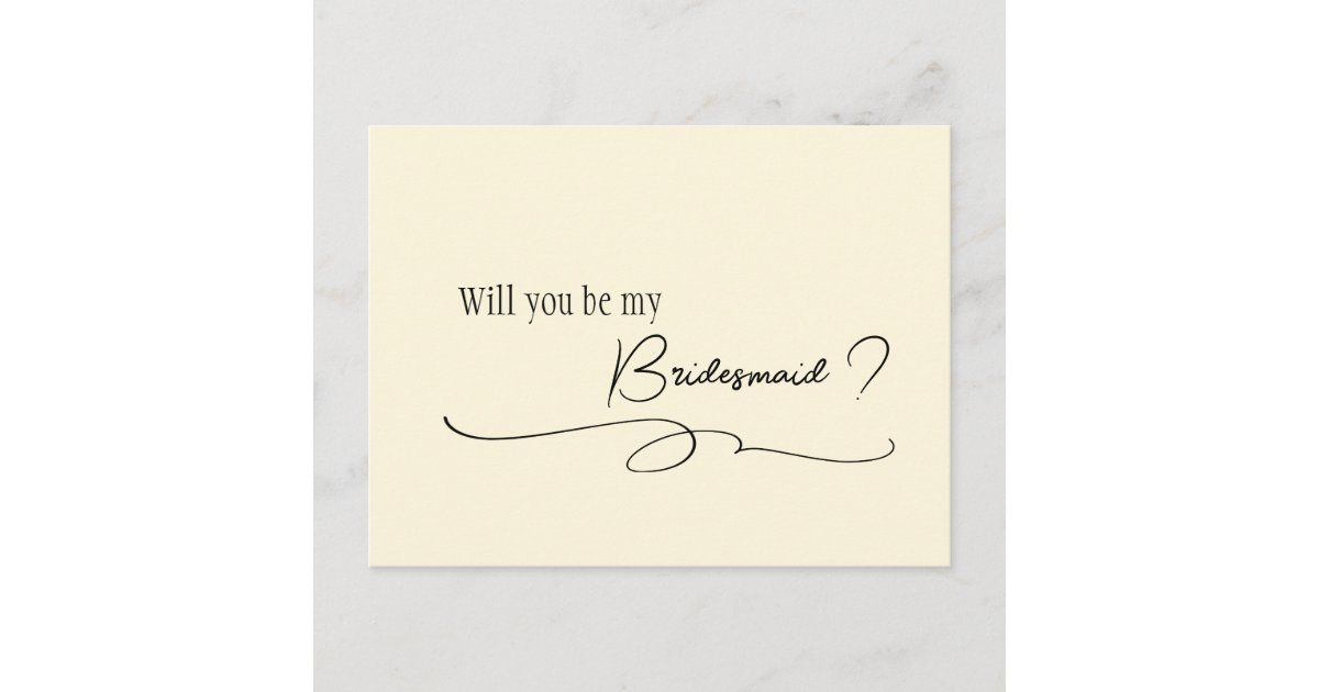 Elegant Minimal Calligraphy Bridesmaid Proposal P Postcard | Zazzle