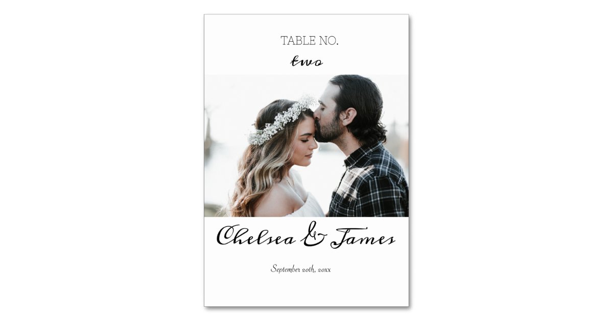 Elegant Minimal Calligraphy Photo Table Number | Zazzle
