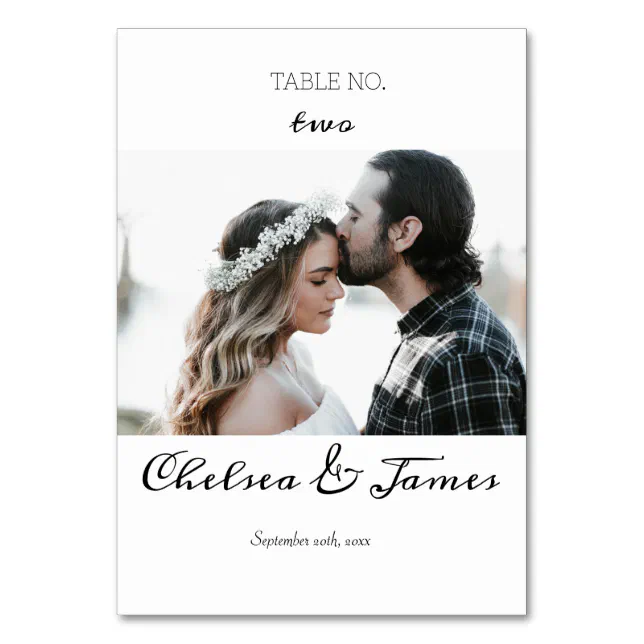 Elegant Minimal Calligraphy Photo Table Number | Zazzle