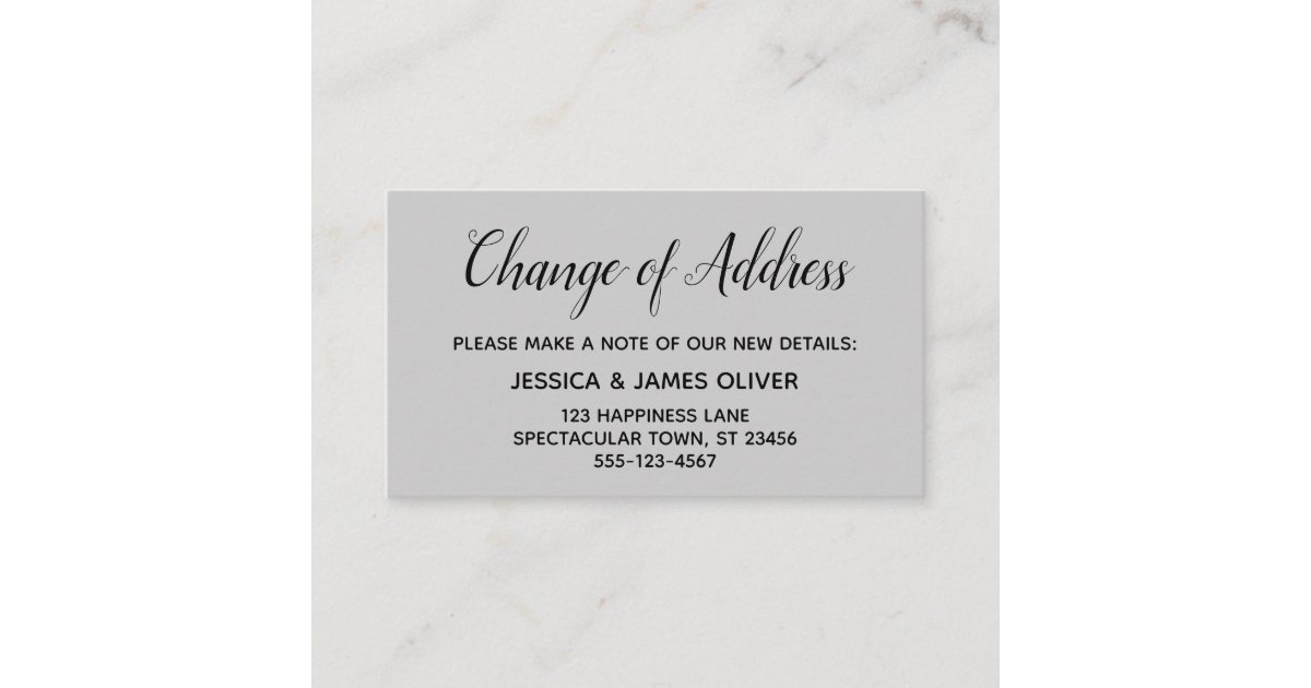Elegant, Minimal Change of Address Gray Card | Zazzle