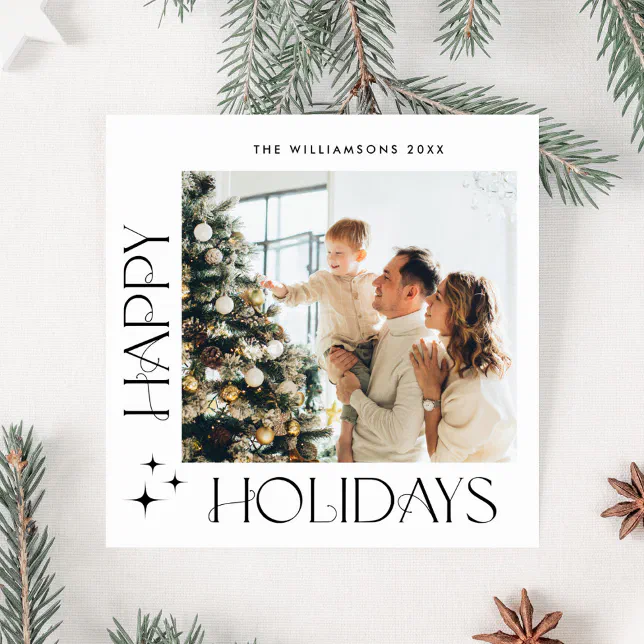 Elegant Minimal Christmas Greeting Photo QR code Holiday Card | Zazzle