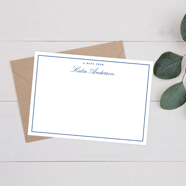 Elegant Minimal Classic Script Navy Blue Note Card | Zazzle