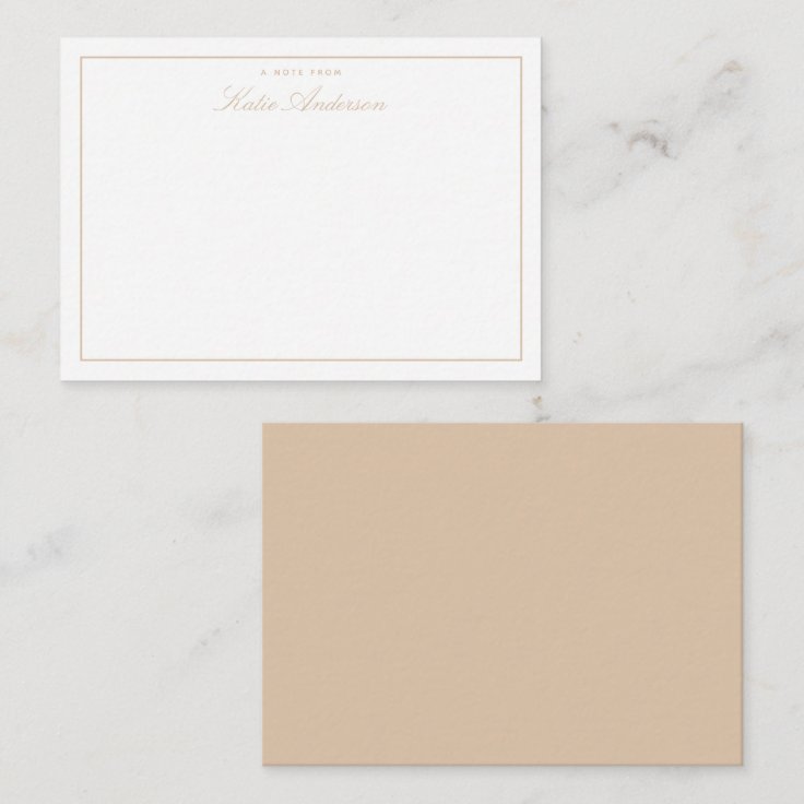 Elegant Minimal Classic Script Pastel Brown Note Card | Zazzle