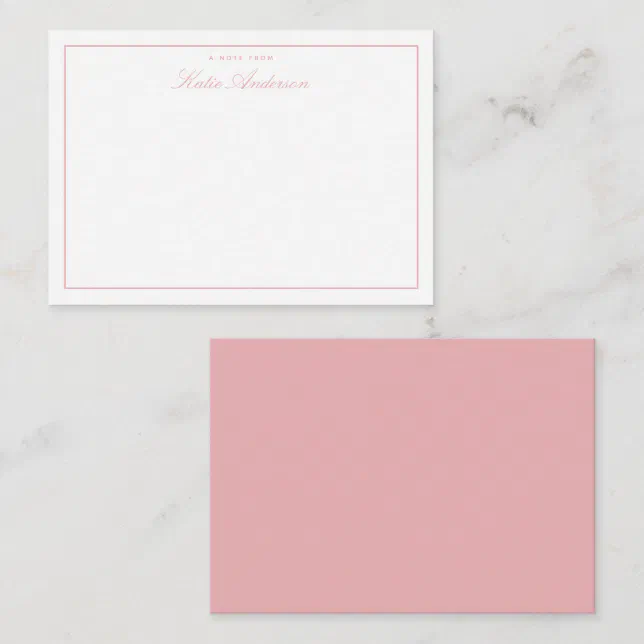 Elegant Minimal Classic Script Pastel Pink Note Card | Zazzle