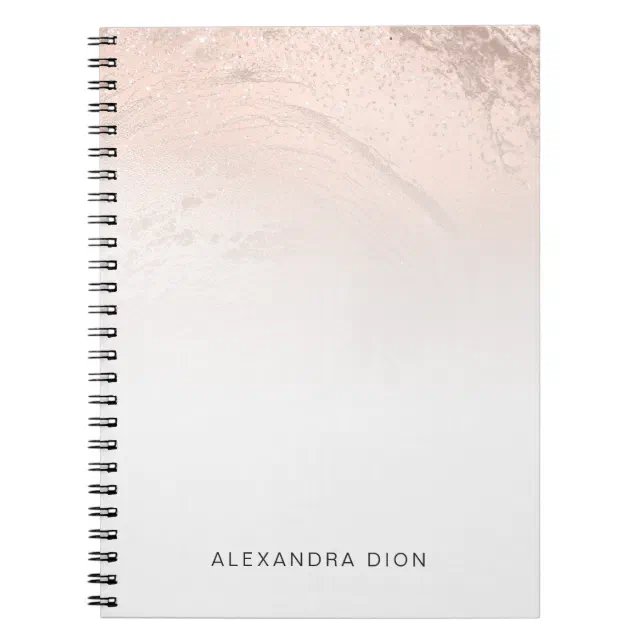 Elegant minimal copper rose gold glitter marble notebook | Zazzle