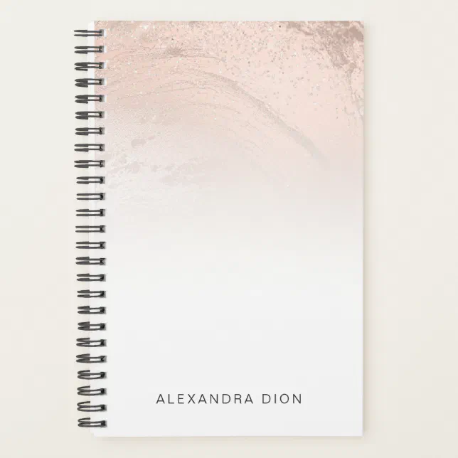 Elegant minimal copper rose gold glitter marble planner | Zazzle