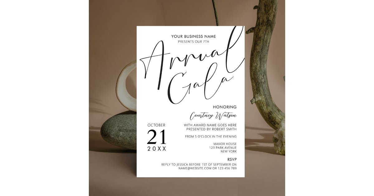 Elegant Minimal Corporate Fundraiser Gala Dinner Invitation | Zazzle