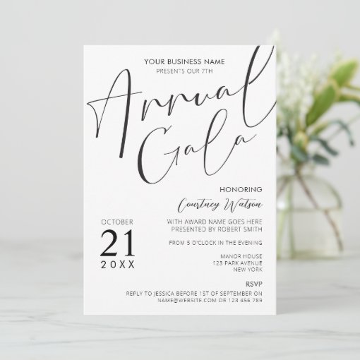 Elegant Minimal Corporate Fundraiser Gala Dinner Invitation | Zazzle
