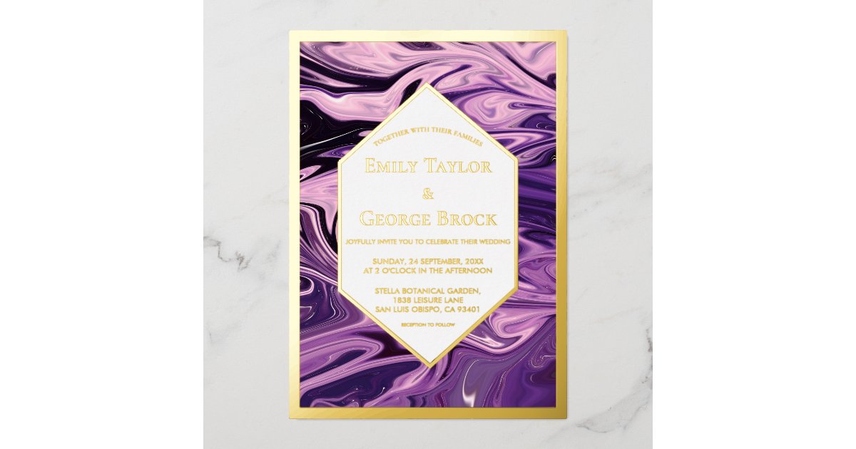 Elegant Minimal Geometric Galaxy Art Wedding Gold Foil Invitation | Zazzle