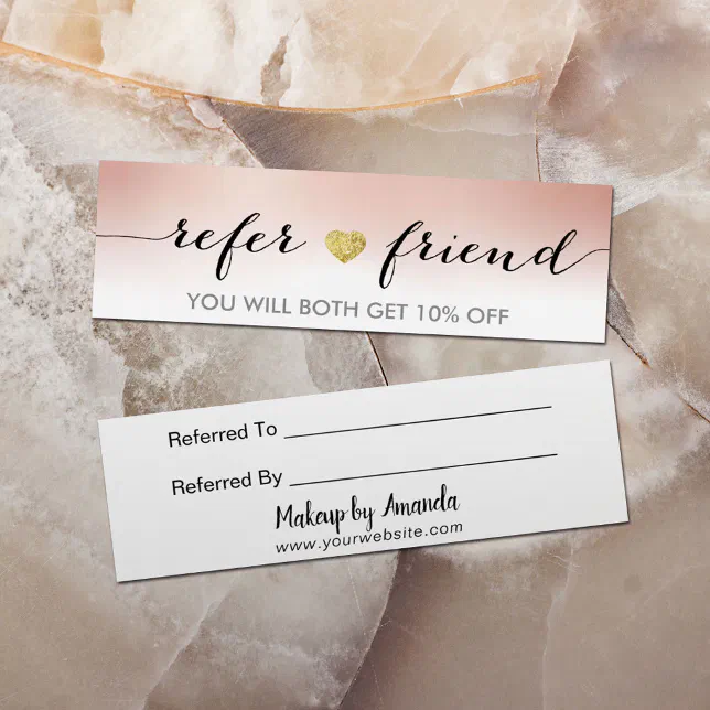 Elegant Minimal Gold Heart Rose Gold Referral | Zazzle