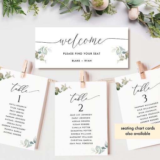 Elegant Minimal Greenery Seating Chart Header | Zazzle Elegant Minimal Greenery Seating Chart Header | Zazzle