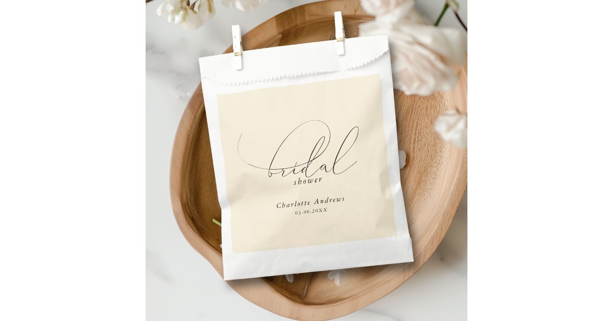 Elegant, minimal, handwriting Bridal Shower Favor Bag | Zazzle