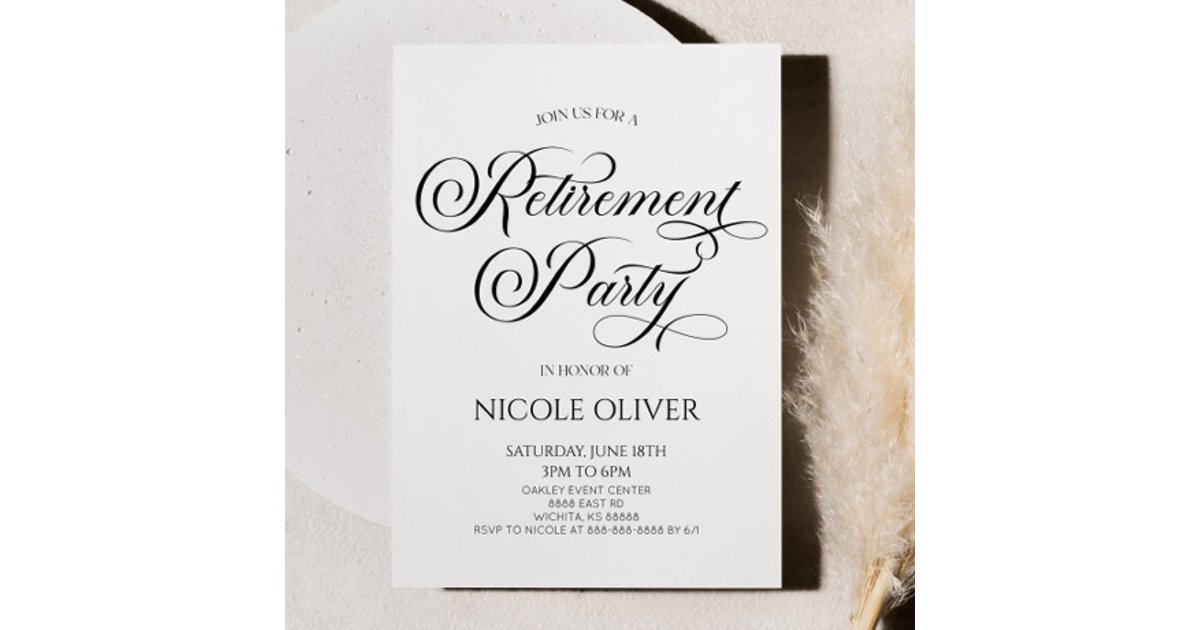 Elegant Minimal Minimalist Retirement Party Invitation | Zazzle