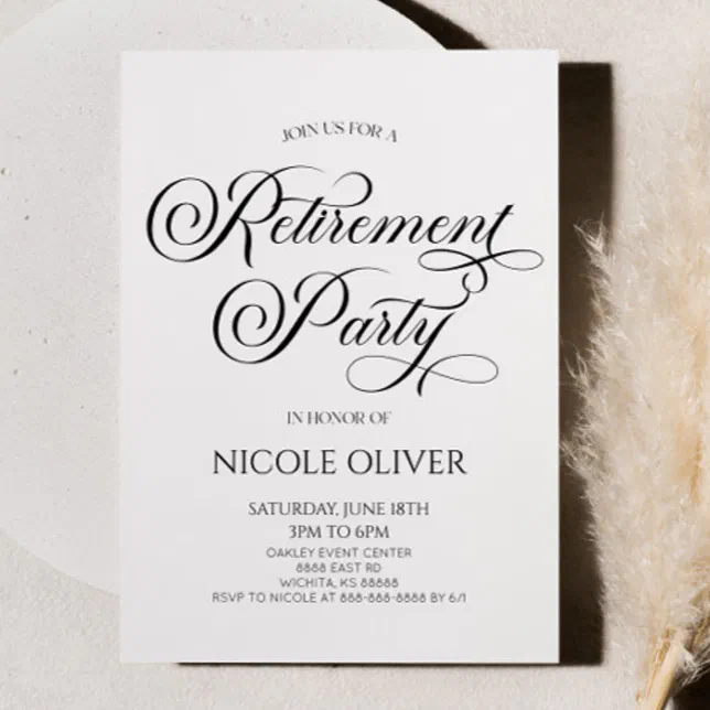 Elegant Minimal Minimalist Retirement Party Invitation | Zazzle