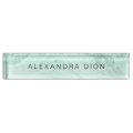 Elegant minimal mint green glitter marble desk name plate | Zazzle