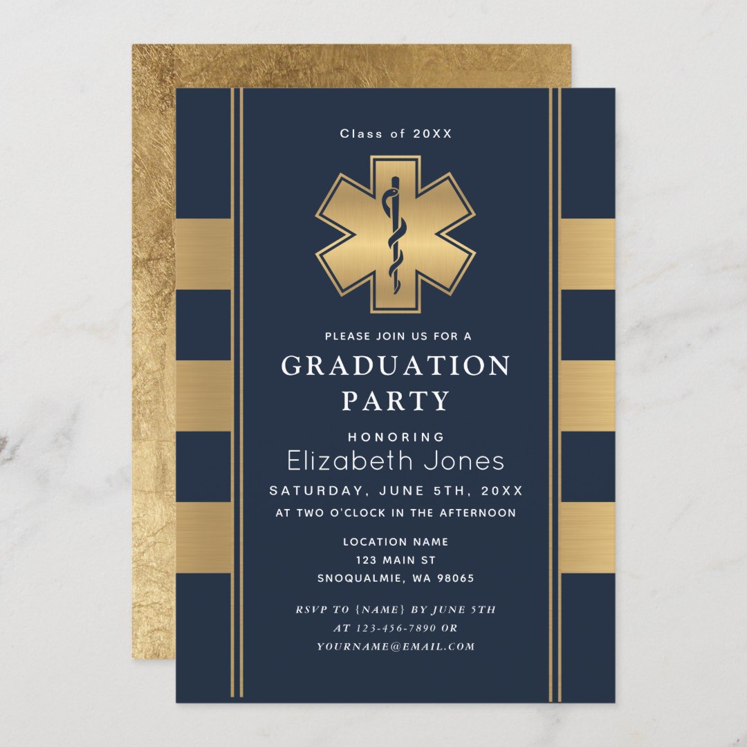 Elegant Minimal Paramedic Graduation Party Invitation | Zazzle