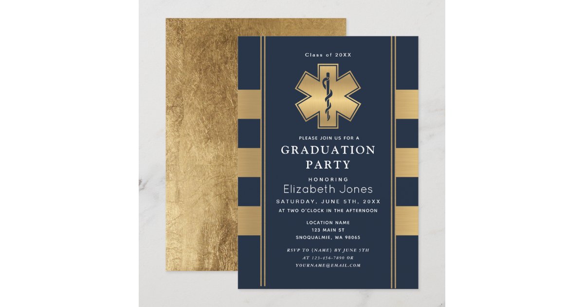 Elegant Minimal Paramedic Graduation Party Invitation | Zazzle