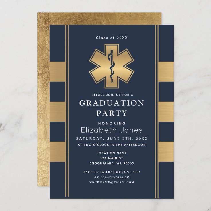 Elegant Minimal Paramedic Graduation Party Invitation | Zazzle