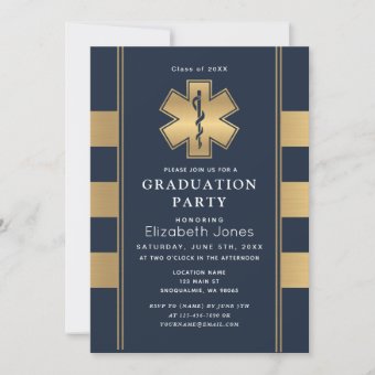 Elegant Minimal Paramedic Graduation Party Invitation | Zazzle