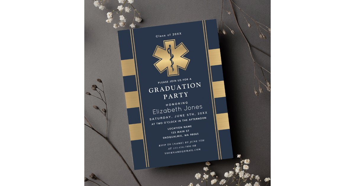 Elegant Minimal Paramedic Graduation Party Invitation | Zazzle